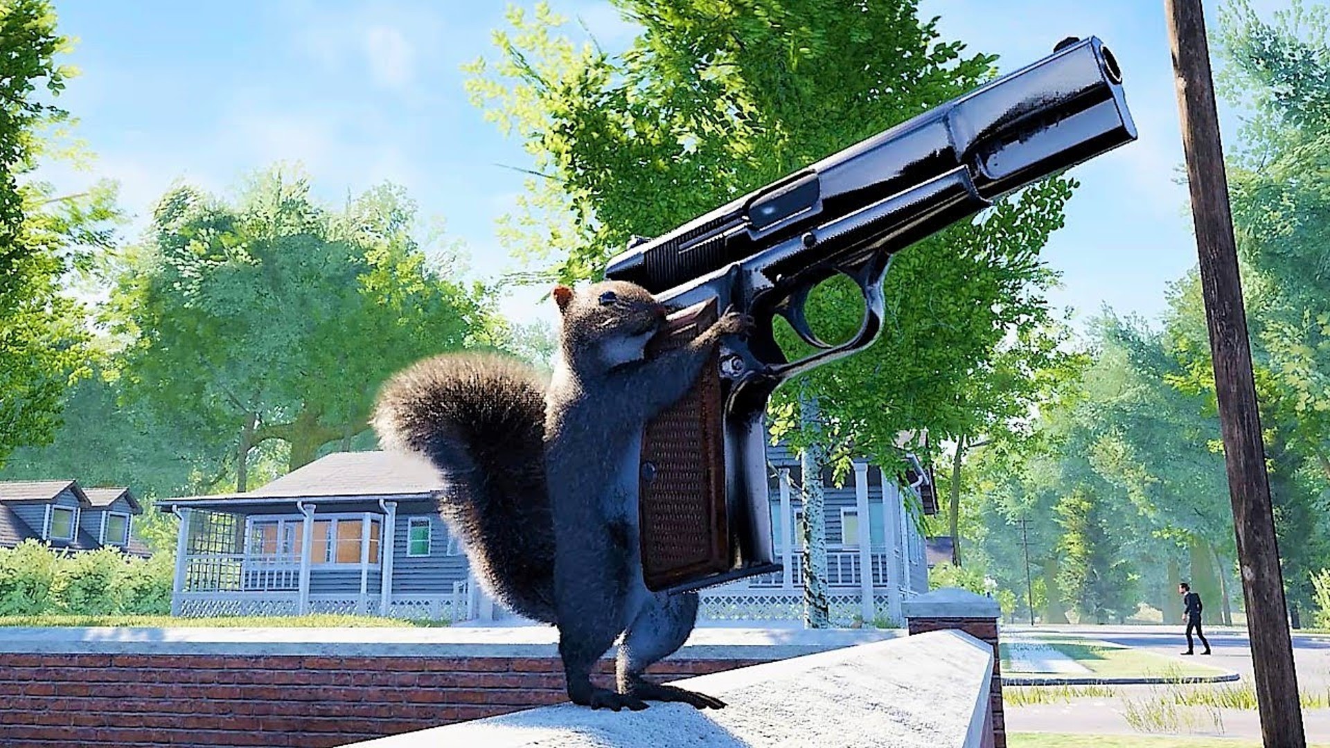 In deze game (Squirrel With A Gun) speel je een eekhoorn met een geweer